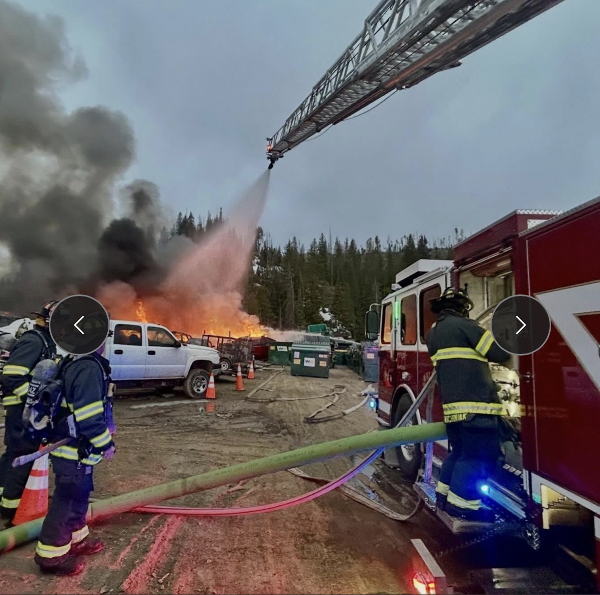 ‘Booming’ fire destroys 12 vehicles at contractor camp north of Breck ...