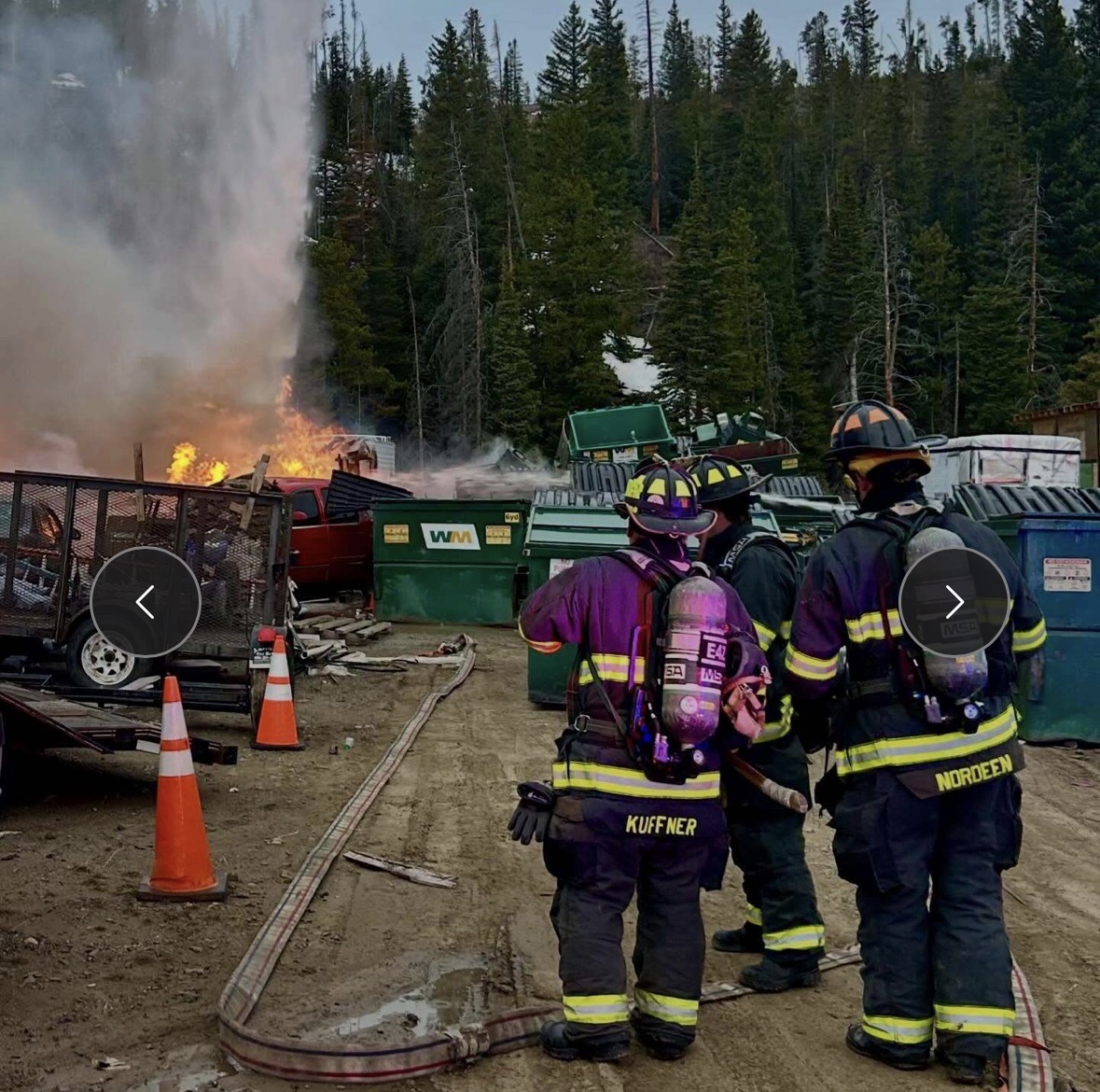 ‘Booming’ fire destroys 12 vehicles at contractor camp north of Breck ...